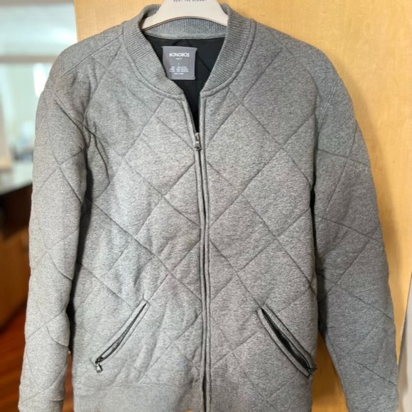 Bonobos | Jackets & Coats | Bonobos Large Slim Fit Grey Quilted Bomber ...